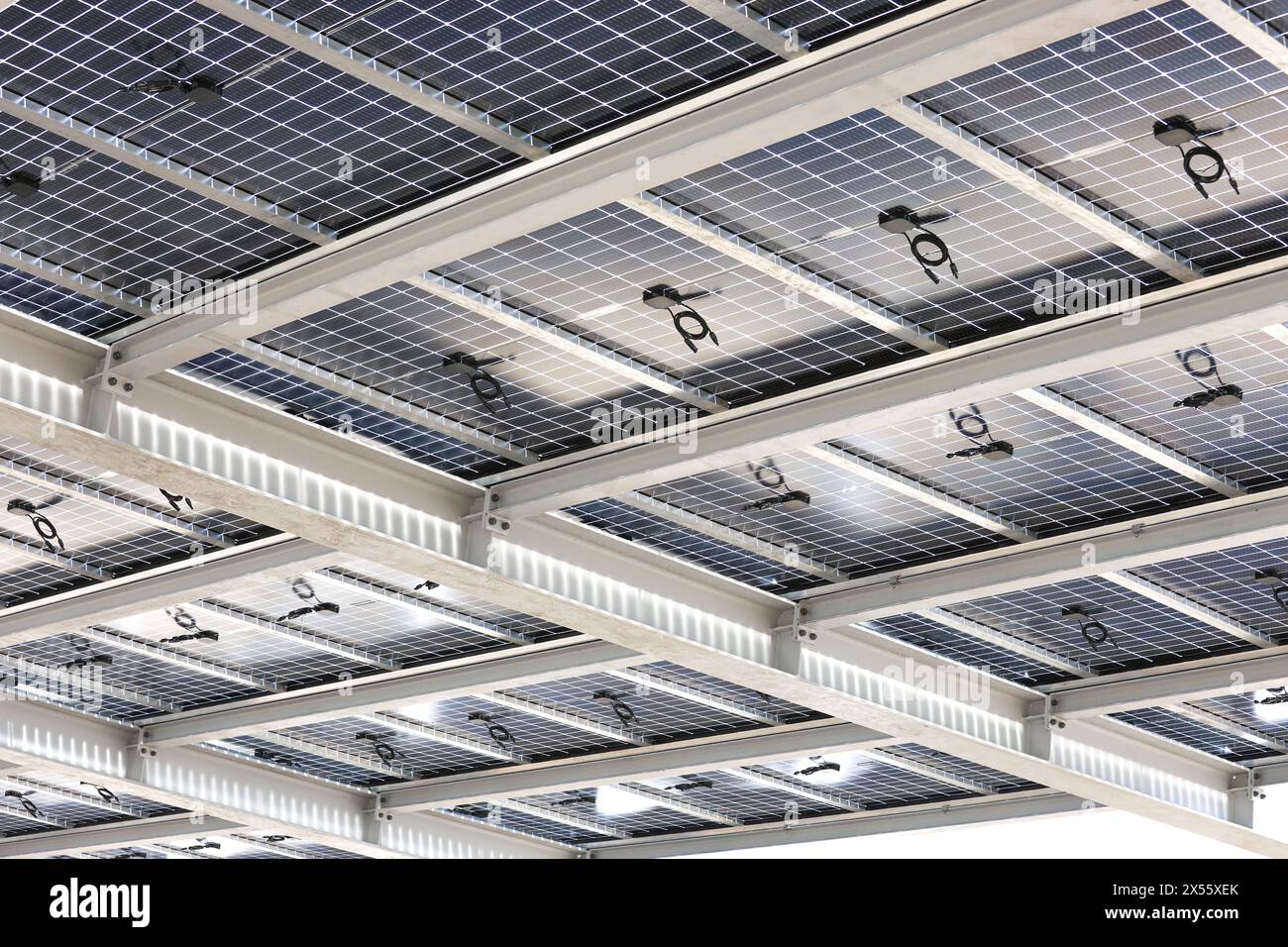 New Semi-transparent photovoltaic modules shade a parking lot Stock ...