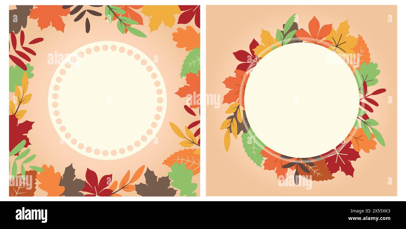 Templates for cards with different autumn leaves. Card with leaves on ...