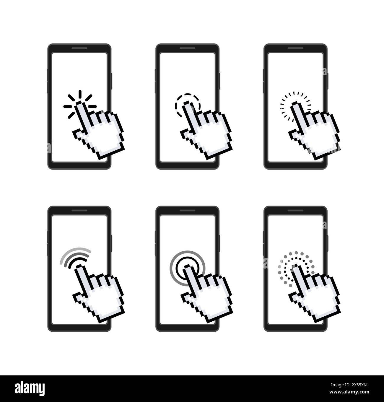 Set of Touch Screen Gestures for Smartphone Interface. Vector illustration Stock Vector Image ...