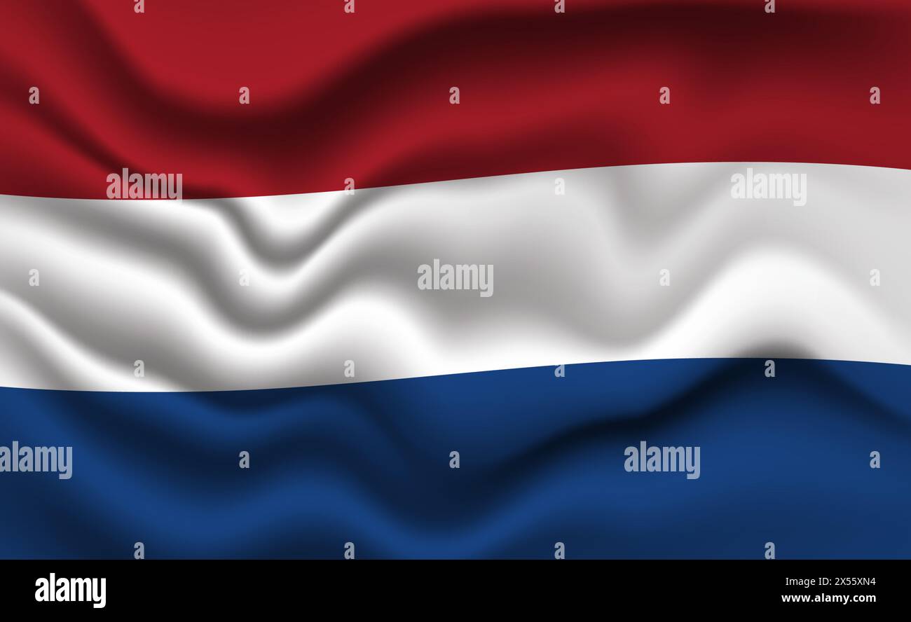 Waving Dutch Flag 3D Illustration. The National Flag of the Netherlands ...