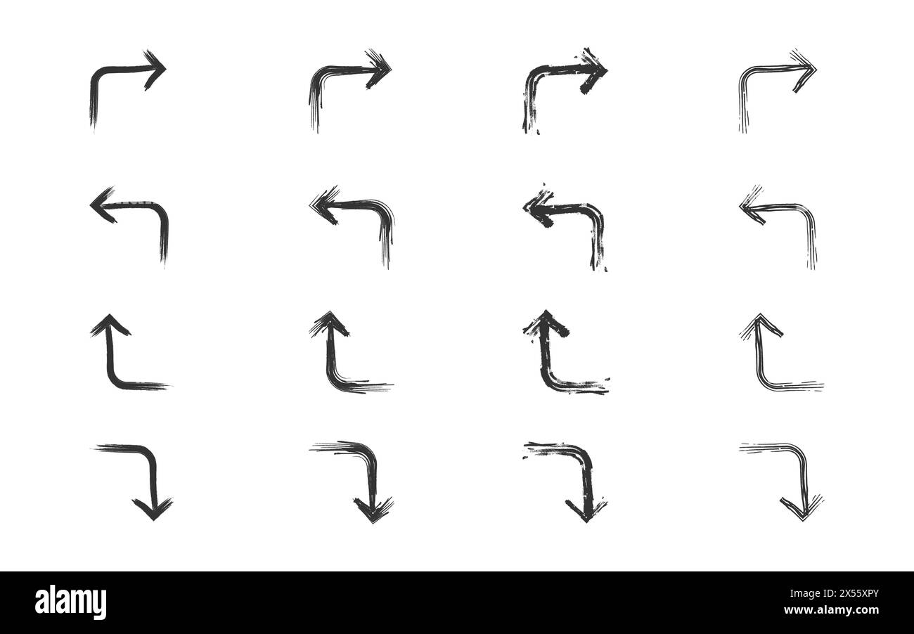 Hand drawn direction arrow icon set. Vector illustration Stock Vector ...