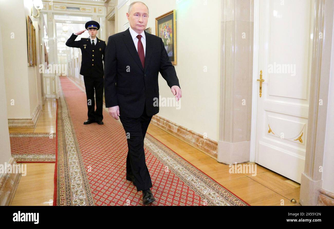 Moscow, Russia. 07th May, 2024. Russian President Vladimir Putin walks ...
