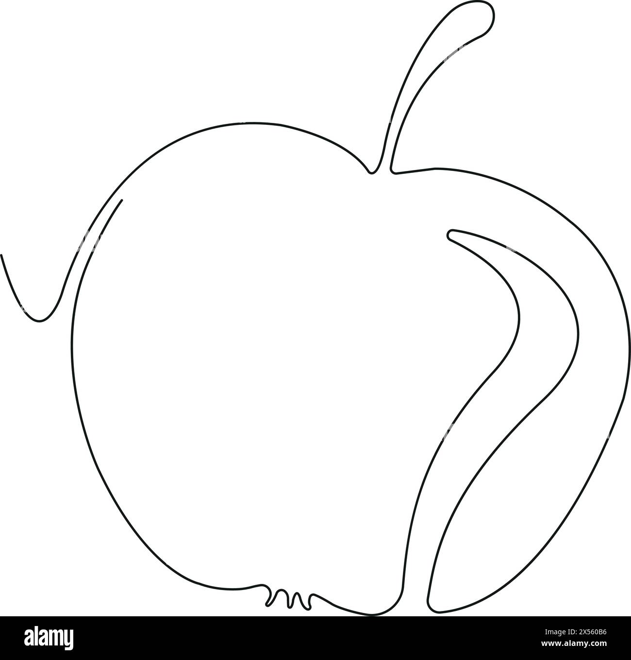 Apple in continuous line art drawing style. One apple minimalist black ...