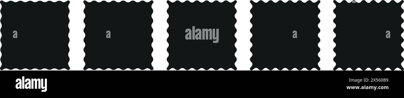 Rectangle And Square Wavy Frames Scalloped Edges Zigzag Borders Flat Vector Illustration