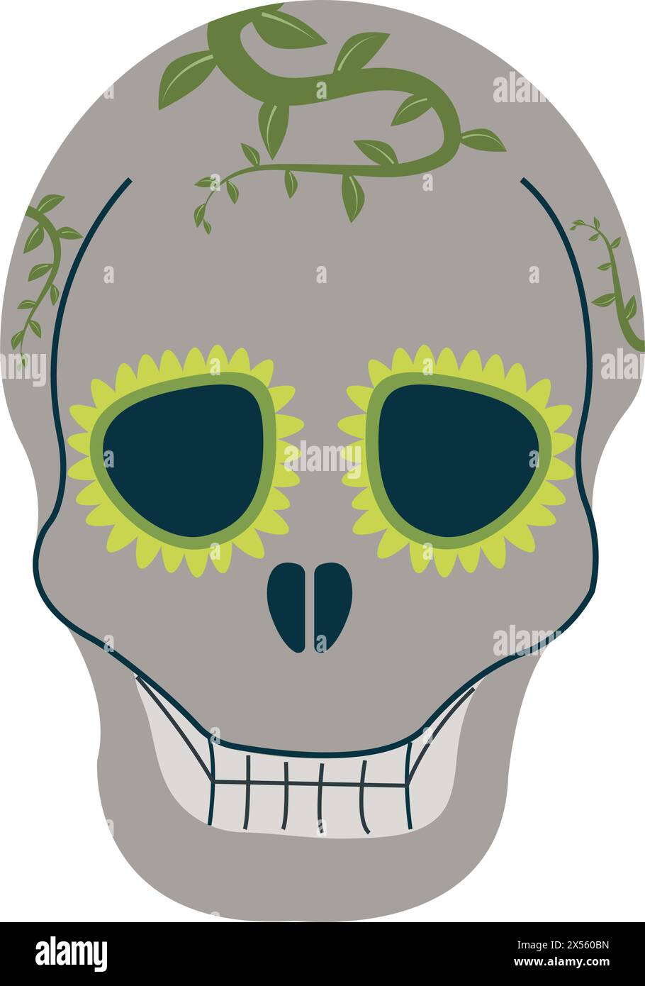 Dead day skull. Halloween tattoo. Mexican sugar human head bones. Dia ...