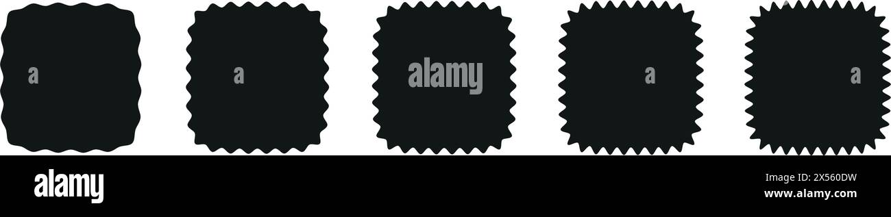 Wavy edge frames scalloped borders , rectangle and square box. Squiggle ...