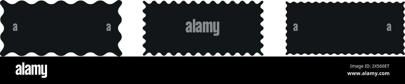 Wavy edge frames scalloped borders , rectangle and square box. Squiggle ...