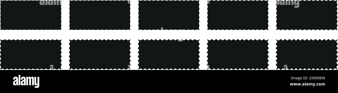 Wavy edge frames scalloped borders , rectangle and square box. Squiggle ...