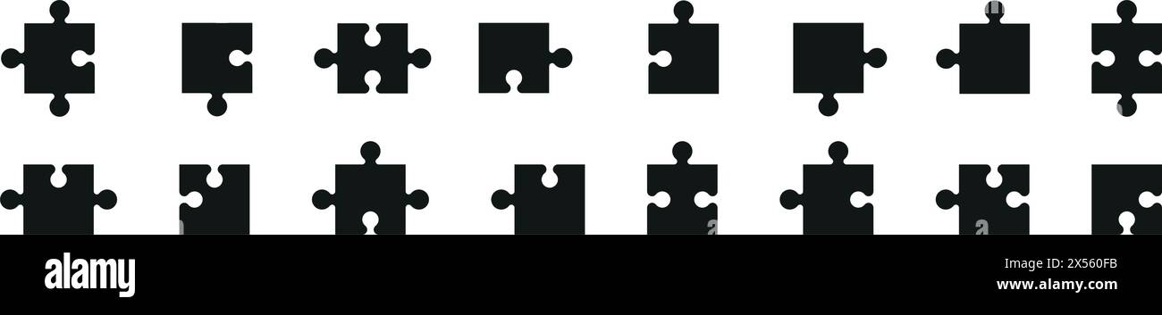 Jigsaw puzzle template with blank pieces grid pattern. Flat vector ...
