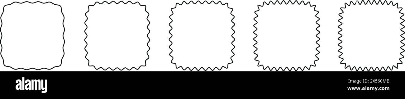 Wavy edge frames scalloped borders , rectangle and square box. Squiggle ...