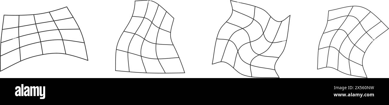 Abstract 3D wireframe mesh grid with a wave pattern. Flat vector ...