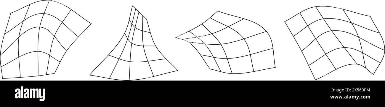 Retro 90s grid 3D elements and lines in dinamic. Cyber aesthetic. Flat ...