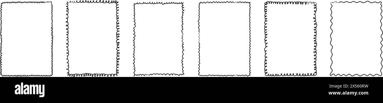 Rectangle frame line. square shape outline on hand draw style. vector ...