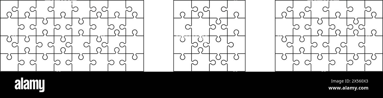 puzzle 16 ,24 and 32 pieces game template set. Jigsaw picture texture ...