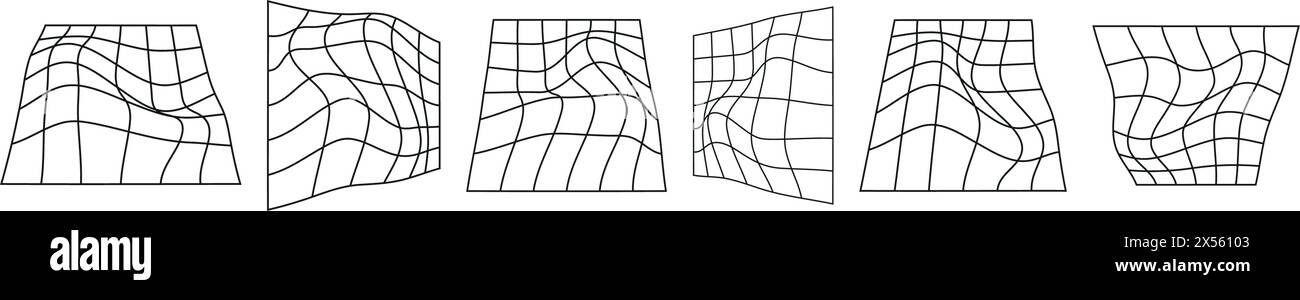 Abstract 3D wireframe mesh grid with a wave pattern. Flat vector ...