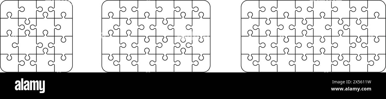 puzzle 16 ,24 and 32 pieces game template set. Jigsaw picture texture ...
