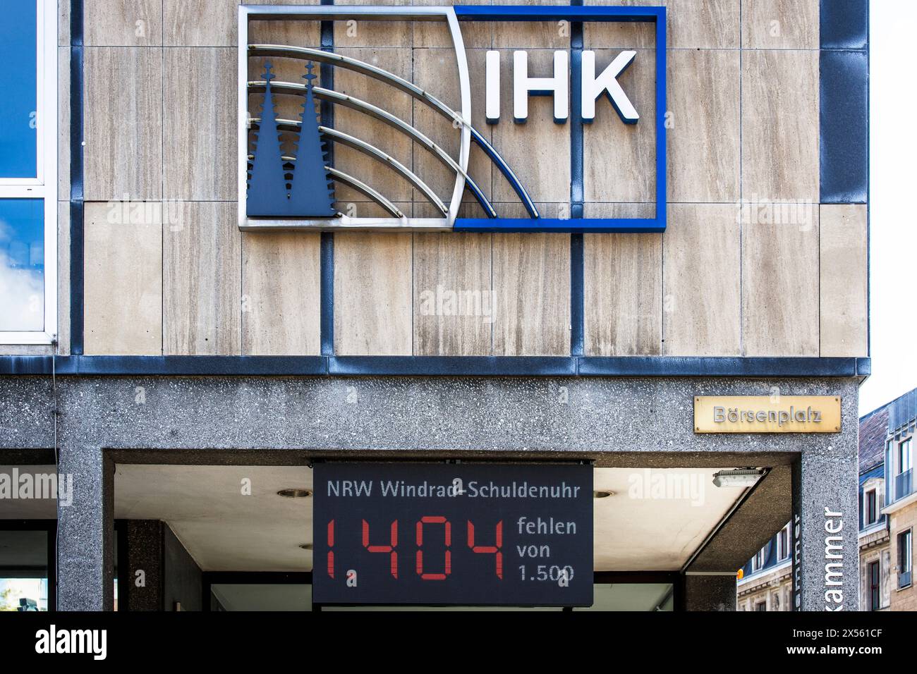 wind turbine debt clock on the building of the Cologne Chamber of ...