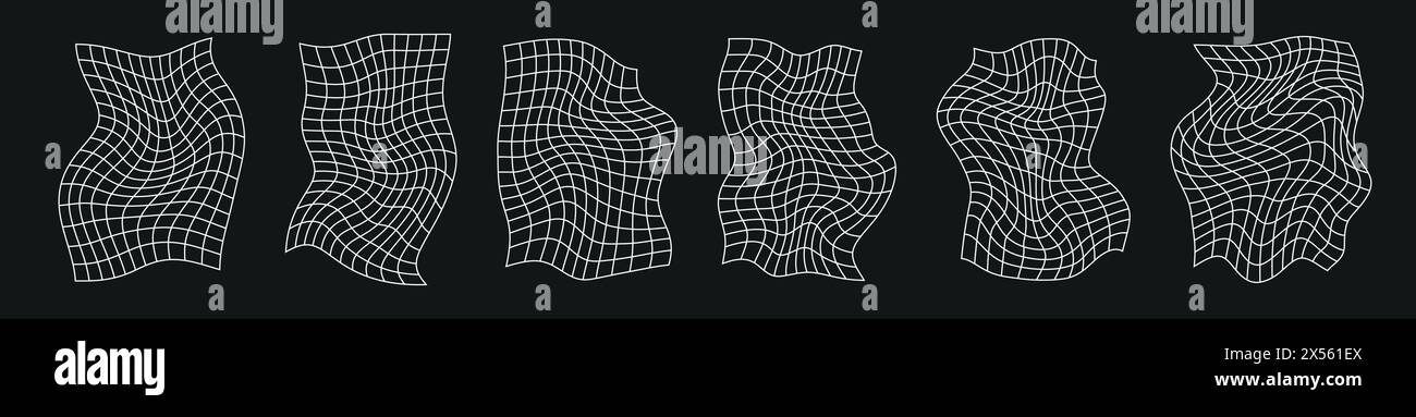 Retro 90s grid 3D elements and lines in dinamic. Cyber aesthetic. Flat ...