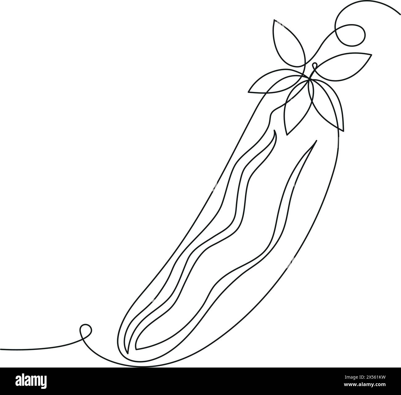 Cucumber in continuous line art drawing style. Cucumber minimalist ...