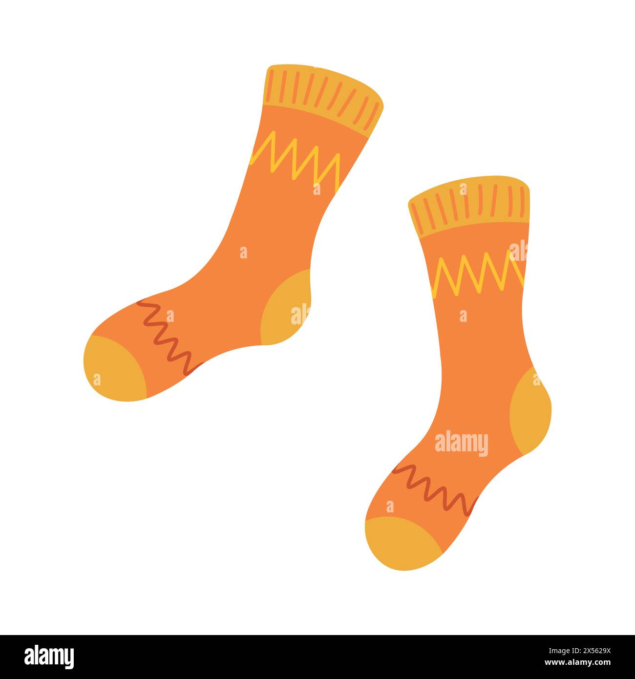 Knitted socks with fringe hand drawn cartoon illustration. Flat style ...