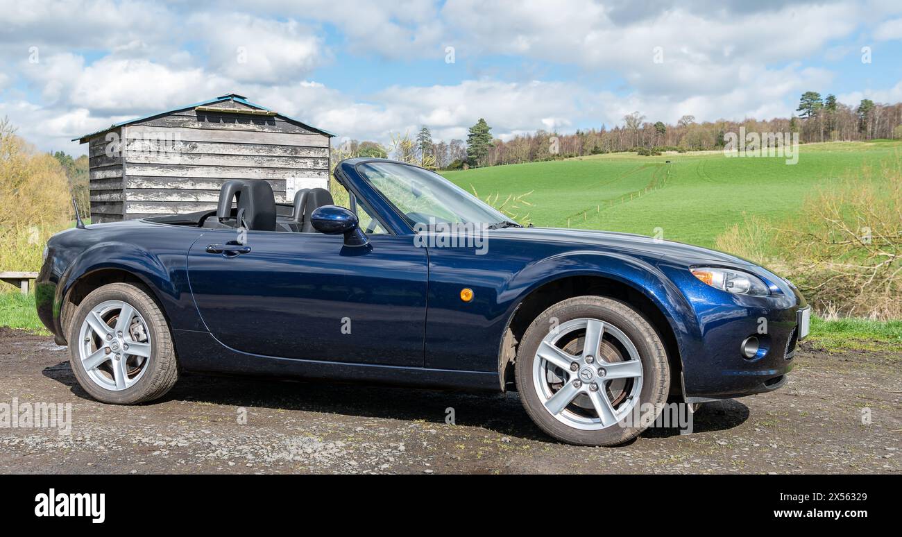 2007 Mazda MX5 with the soft top down , Scotland, United Kingdom Stock ...