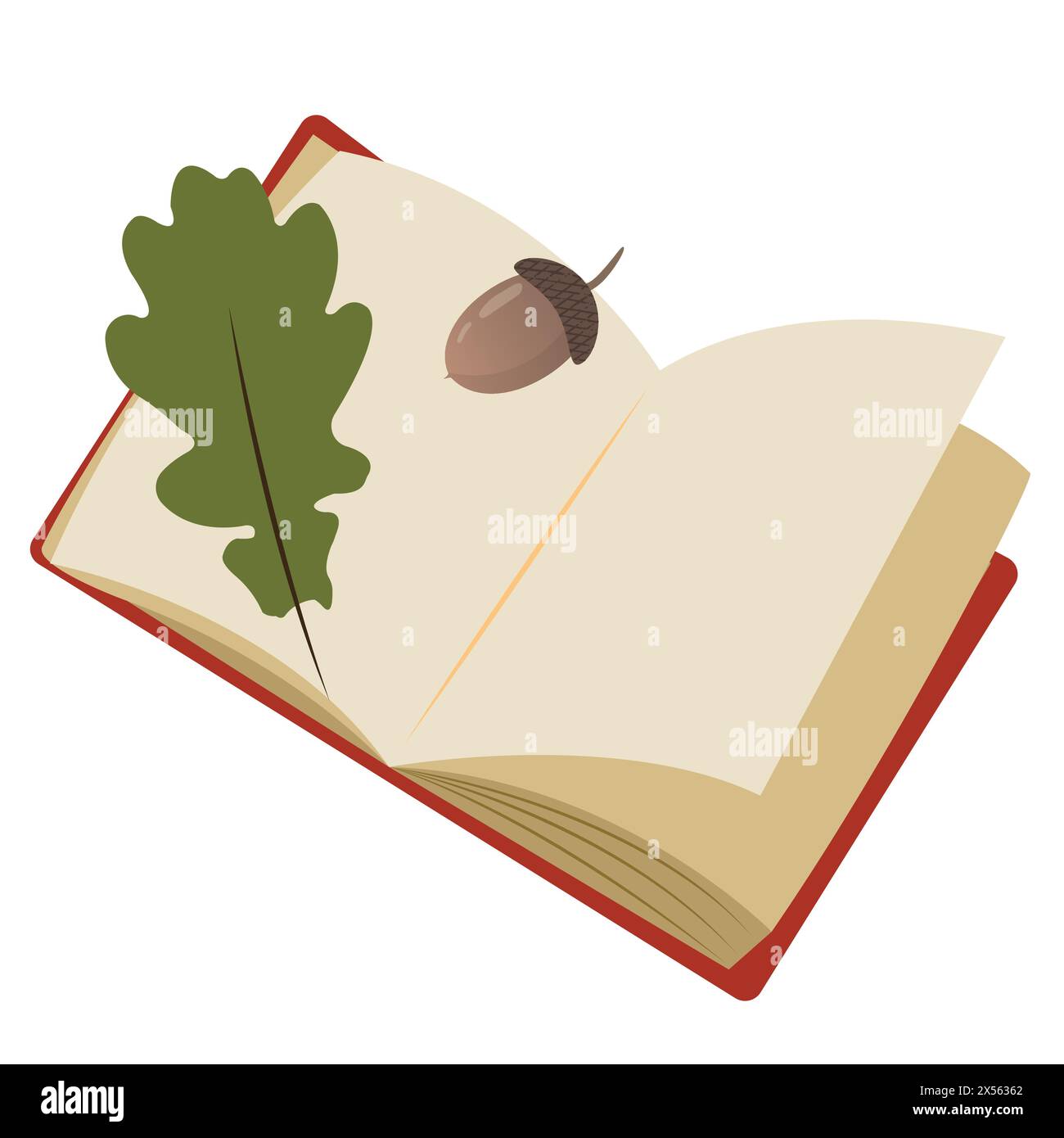 Book with autumn chestnut leaf isolated on white background. Vector ...