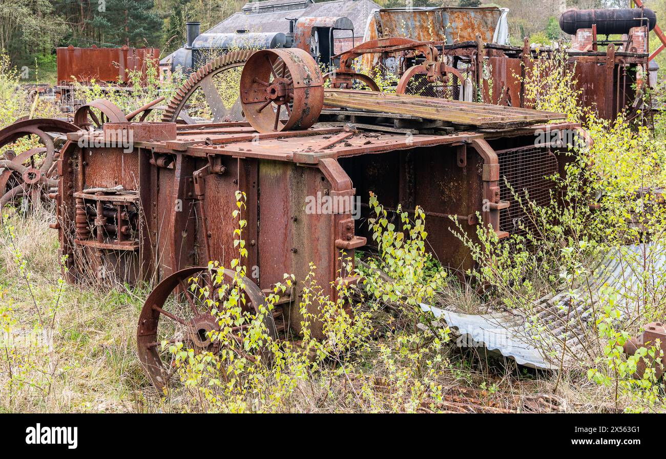 Rusty disused double decker coal mine lift cage Stock Photo - Alamy