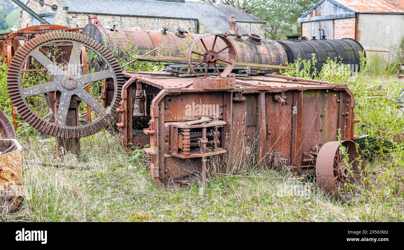 Rusty disused double decker coal mine lift cage Stock Photo - Alamy