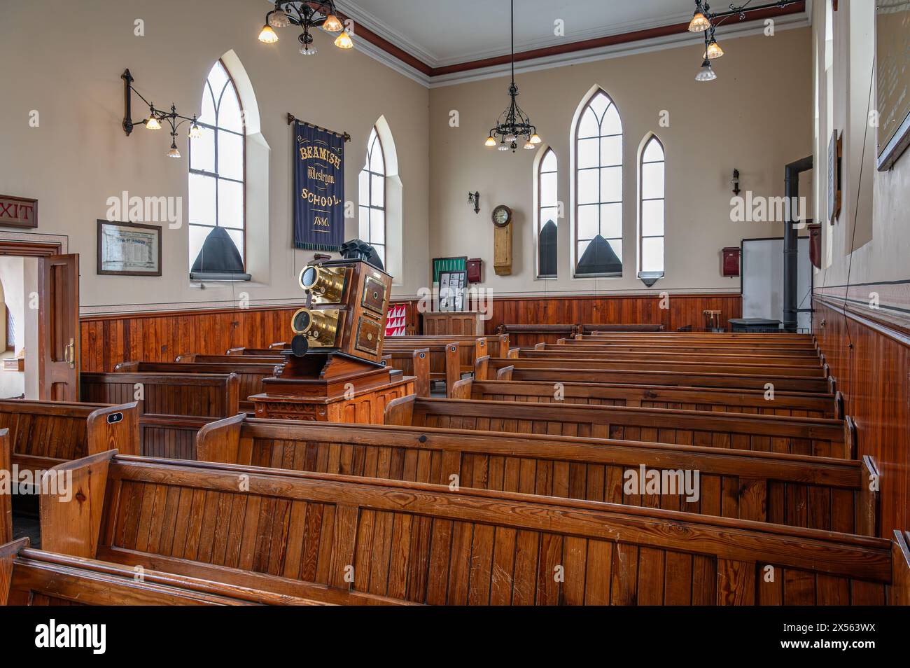 Restored interior of the relocated Pit Hill 1900s Wesleyan Methodist ...