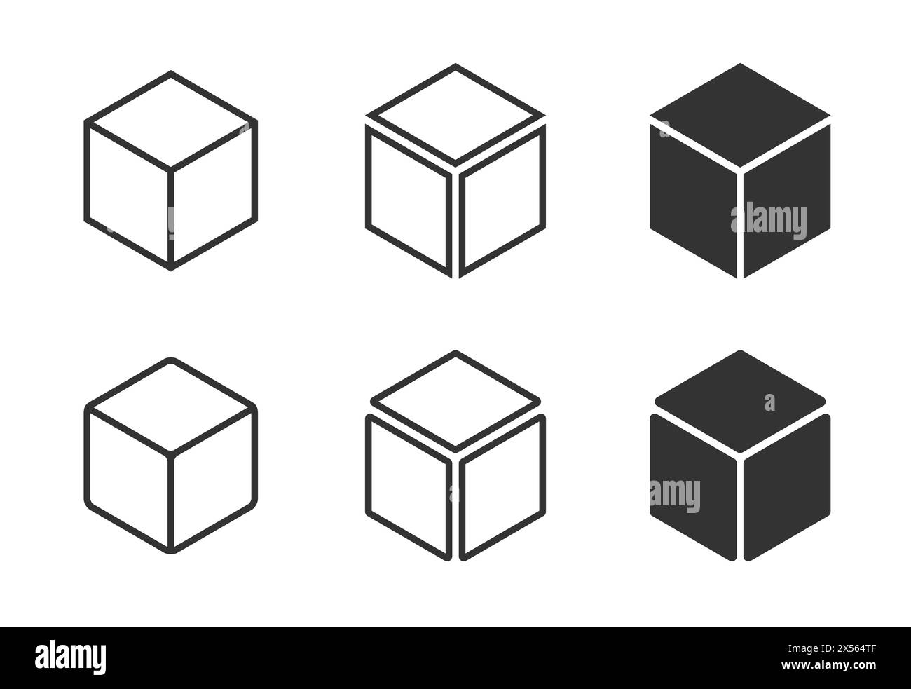 3d rectangle illustration outline Black and White Stock Photos & Images ...