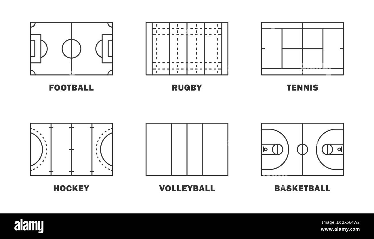 Football, tennis, hockey, basketball, volleyball and rugby field ...
