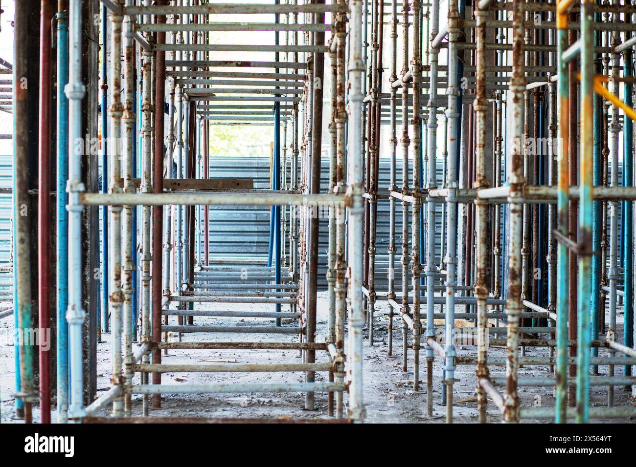 Exposed Scaffolding Under The Ceiling For Pouring Concrete At A