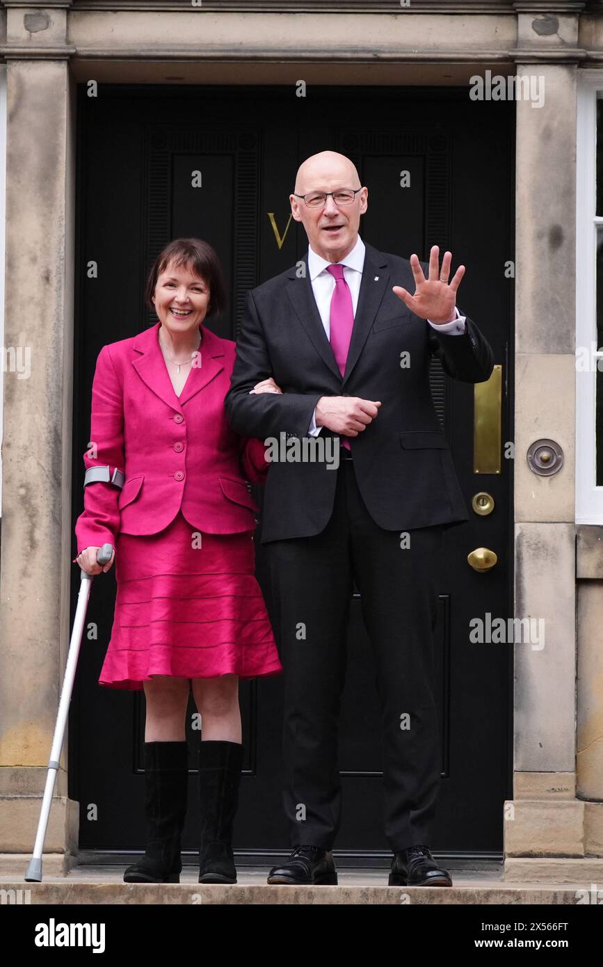 John Swinney, with his wife Elizabeth Quigley, on the steps of Bute ...