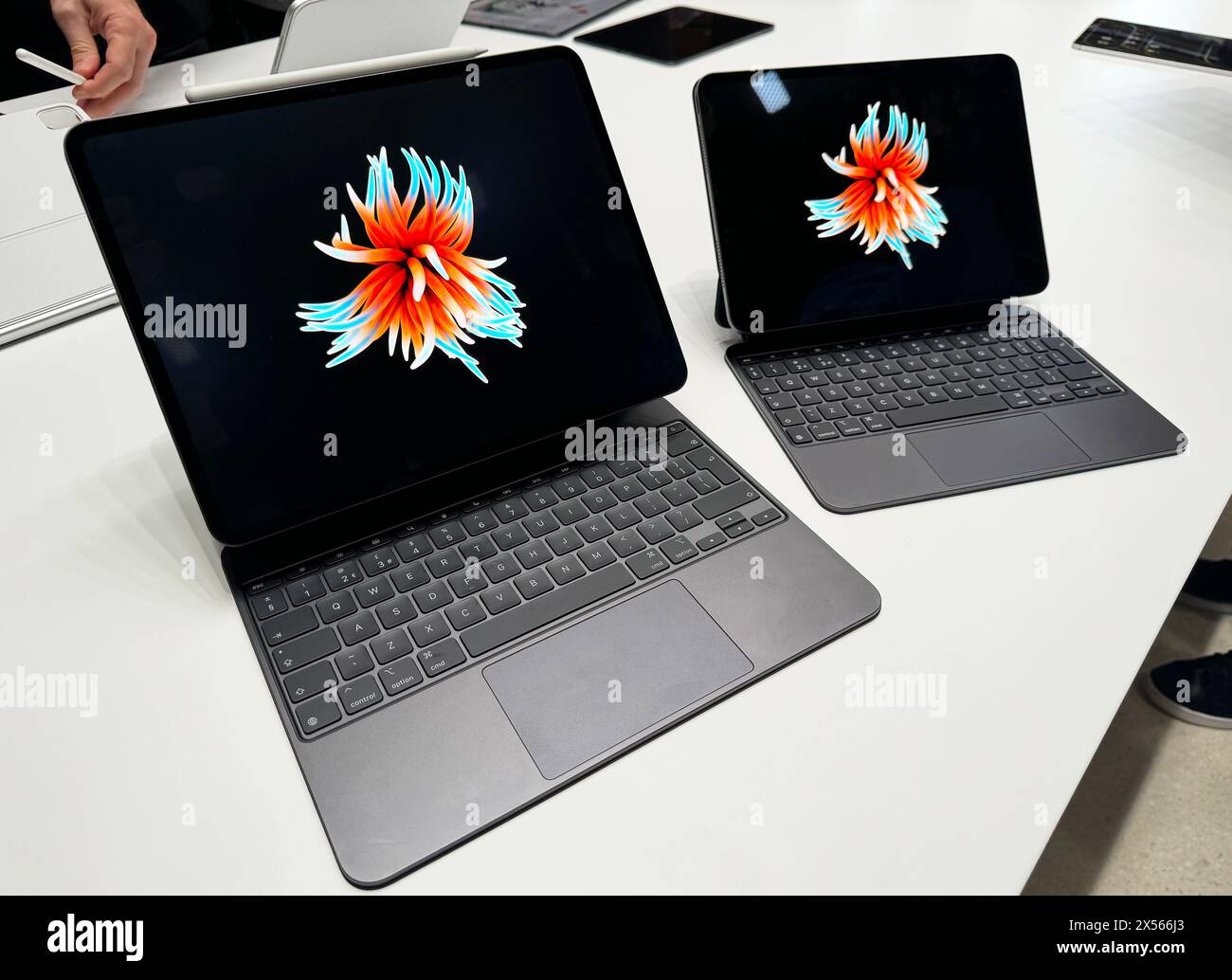 London, UK. 07th May, 2024. The new iPad Pro models can be seen at an ...