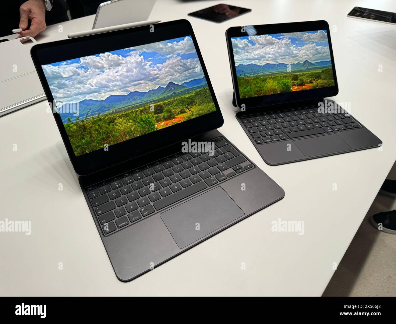 London, UK. 07th May, 2024. The new iPad Pro models can be seen at an ...