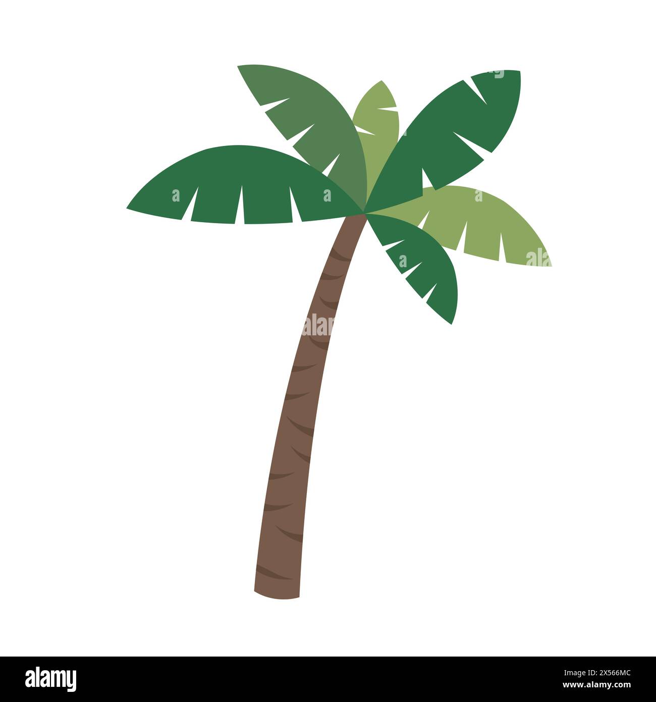One palm tree isolated on white background. Vector illustration in flat ...