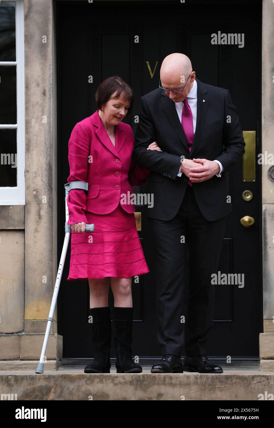 John Swinney, with his wife Elizabeth Quigley, on the steps of Bute ...
