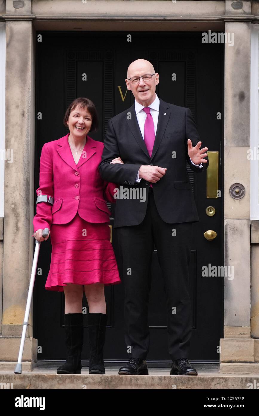 John Swinney, with his wife Elizabeth Quigley, on the steps of Bute ...