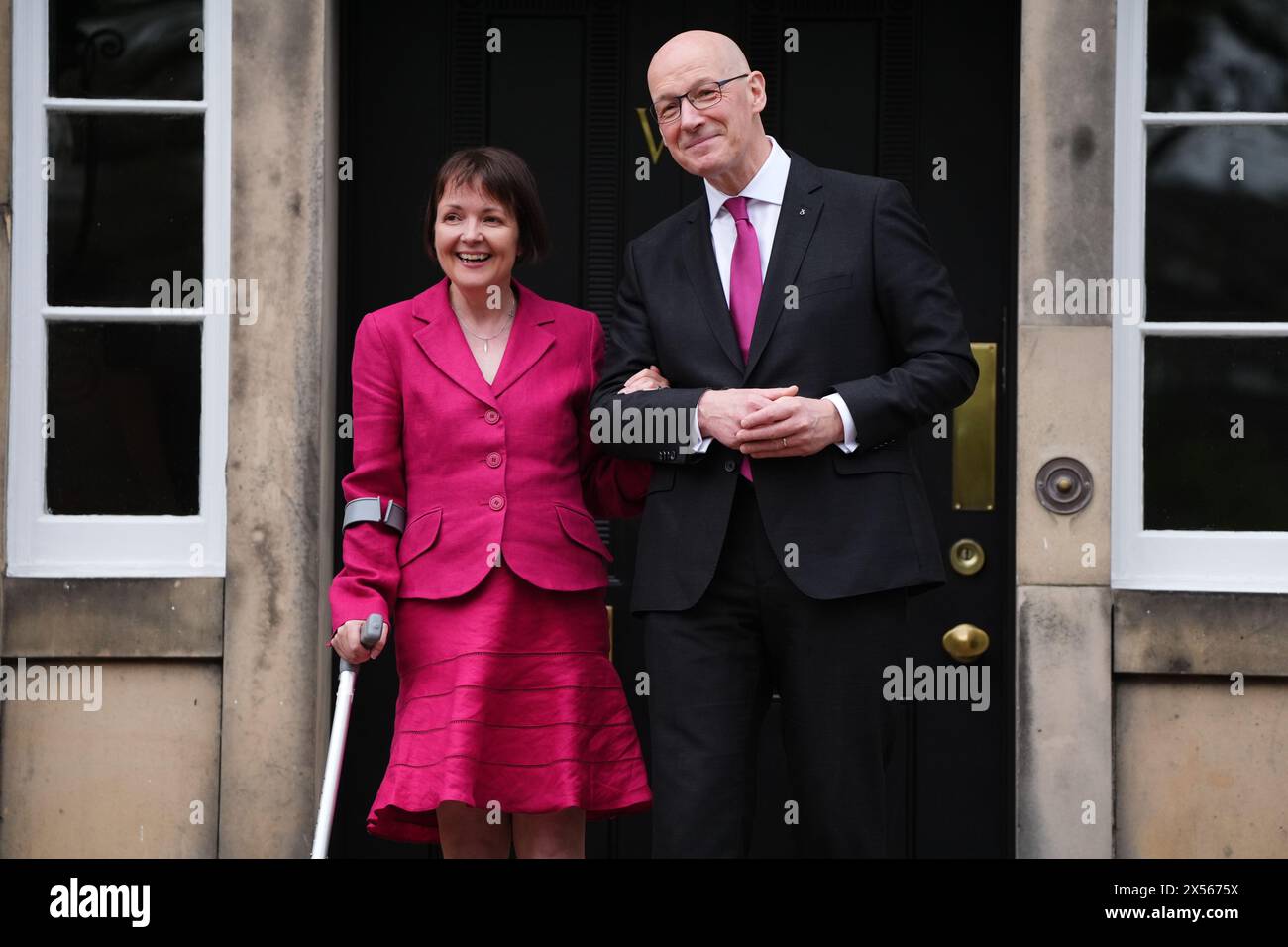 John Swinney, with his wife Elizabeth Quigley, on the steps of Bute ...