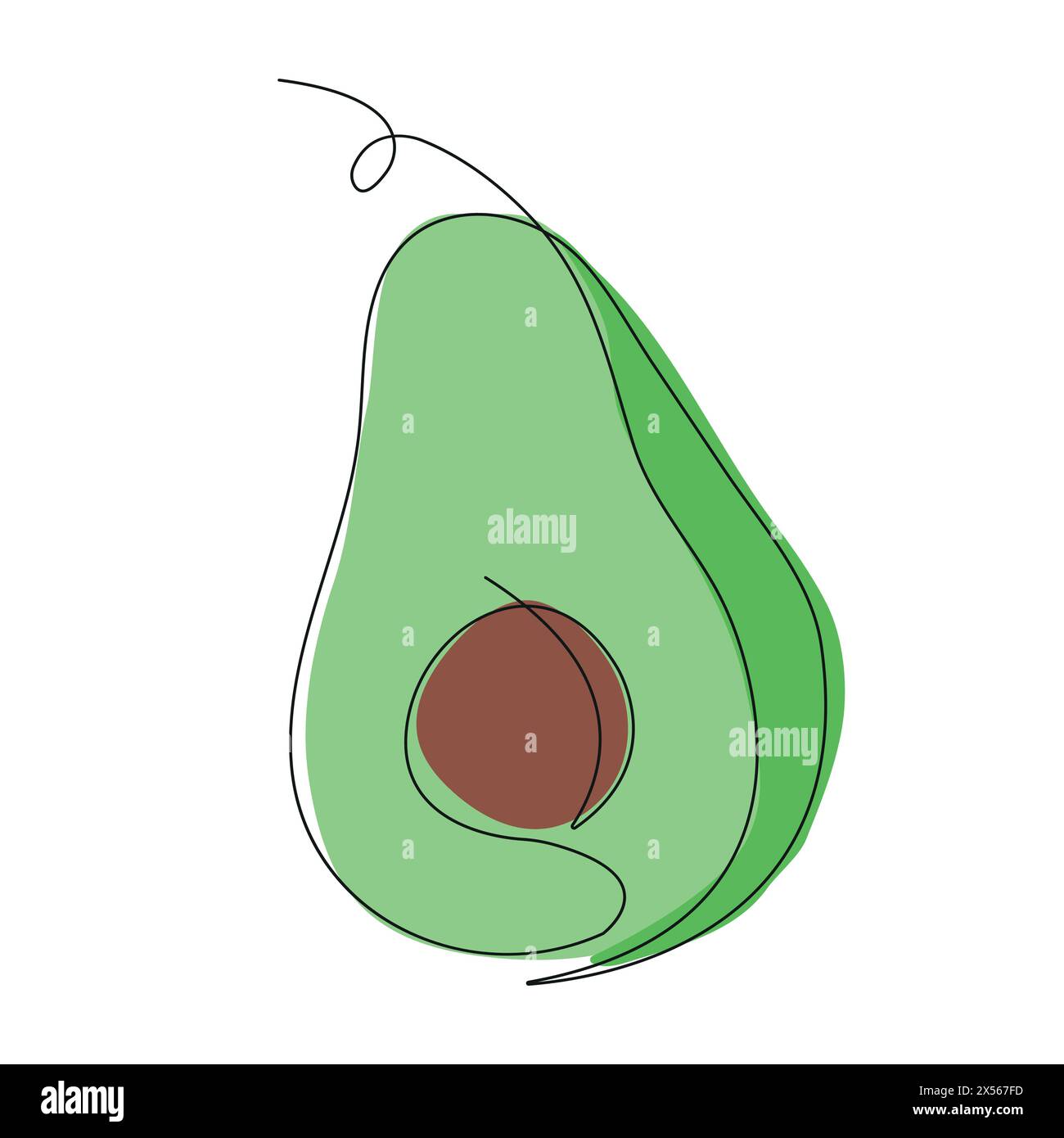Avocado in continuous line art drawing style. Avocado minimalist black ...