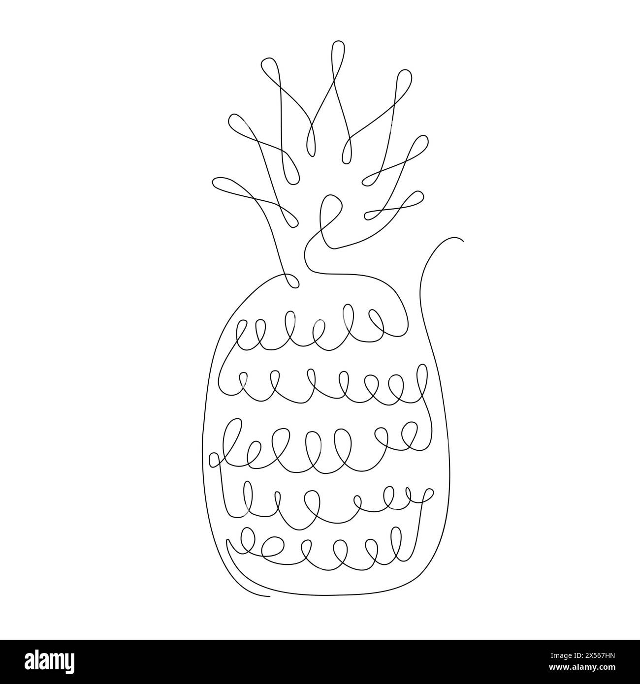 Pineapple in continuous line art drawing style. Pineapple minimalist ...