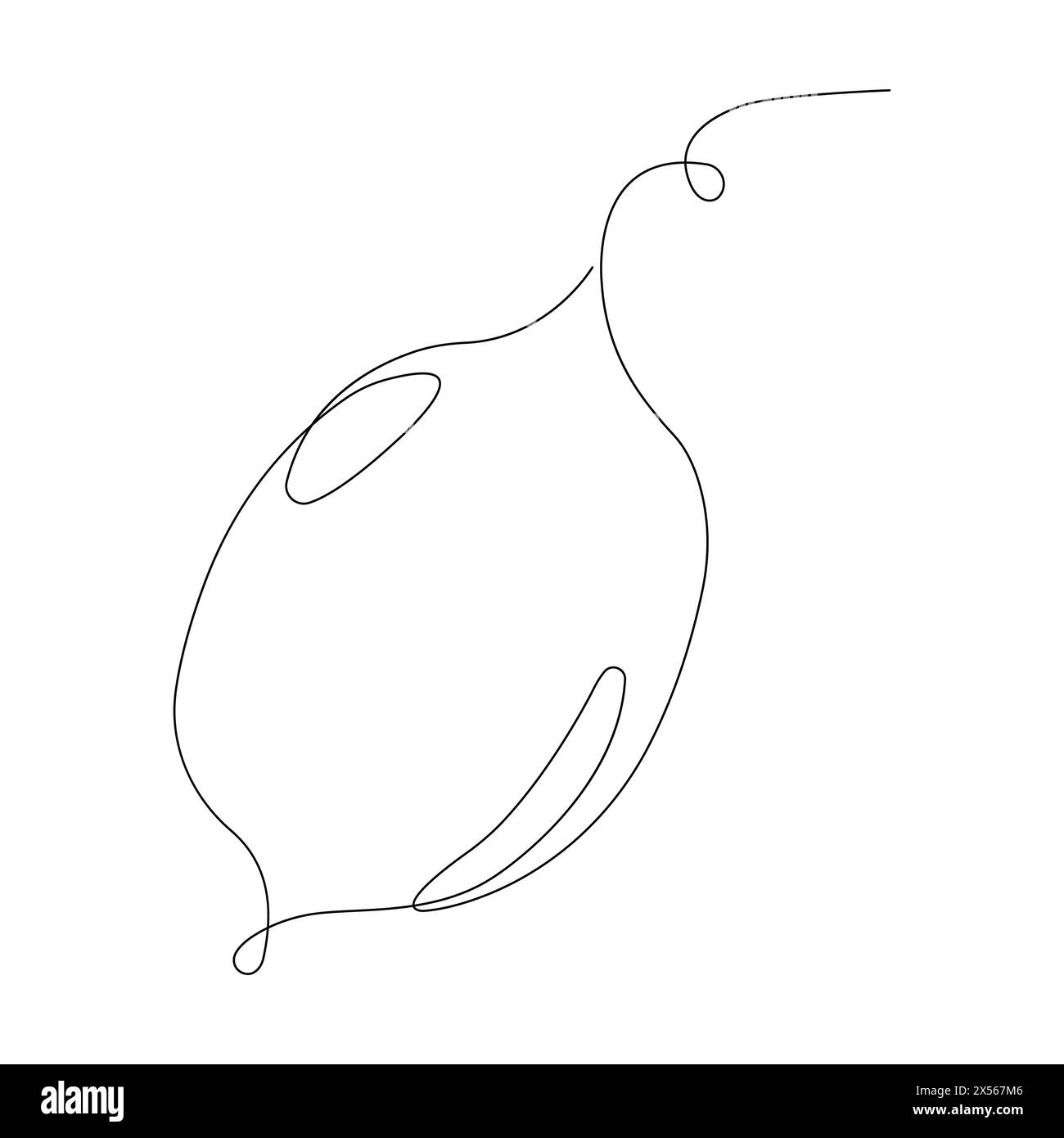 Lemon in continuous line art drawing style. One lemon minimalist black ...