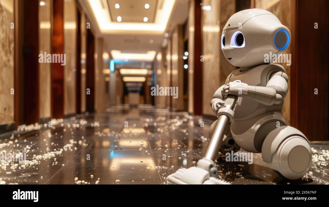 The picture of the robot that working as vacuum cleaner inside the ...
