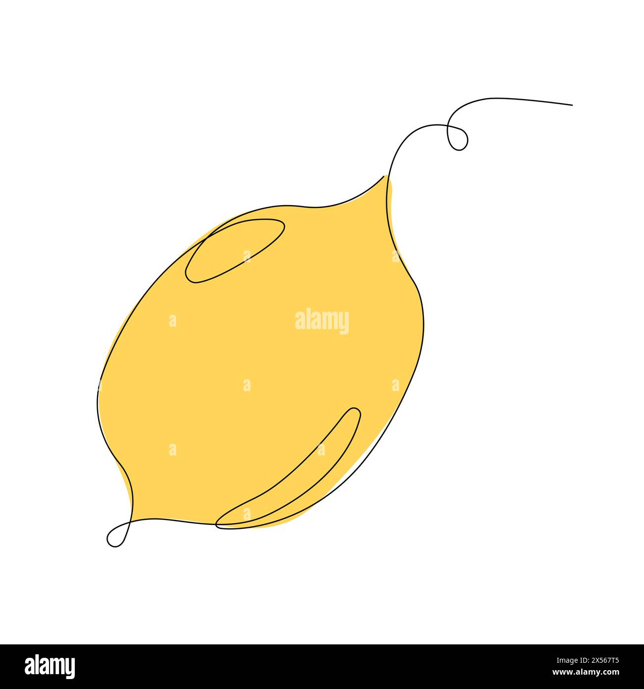 Lemon in continuous line art drawing style. One lemon minimalist black ...