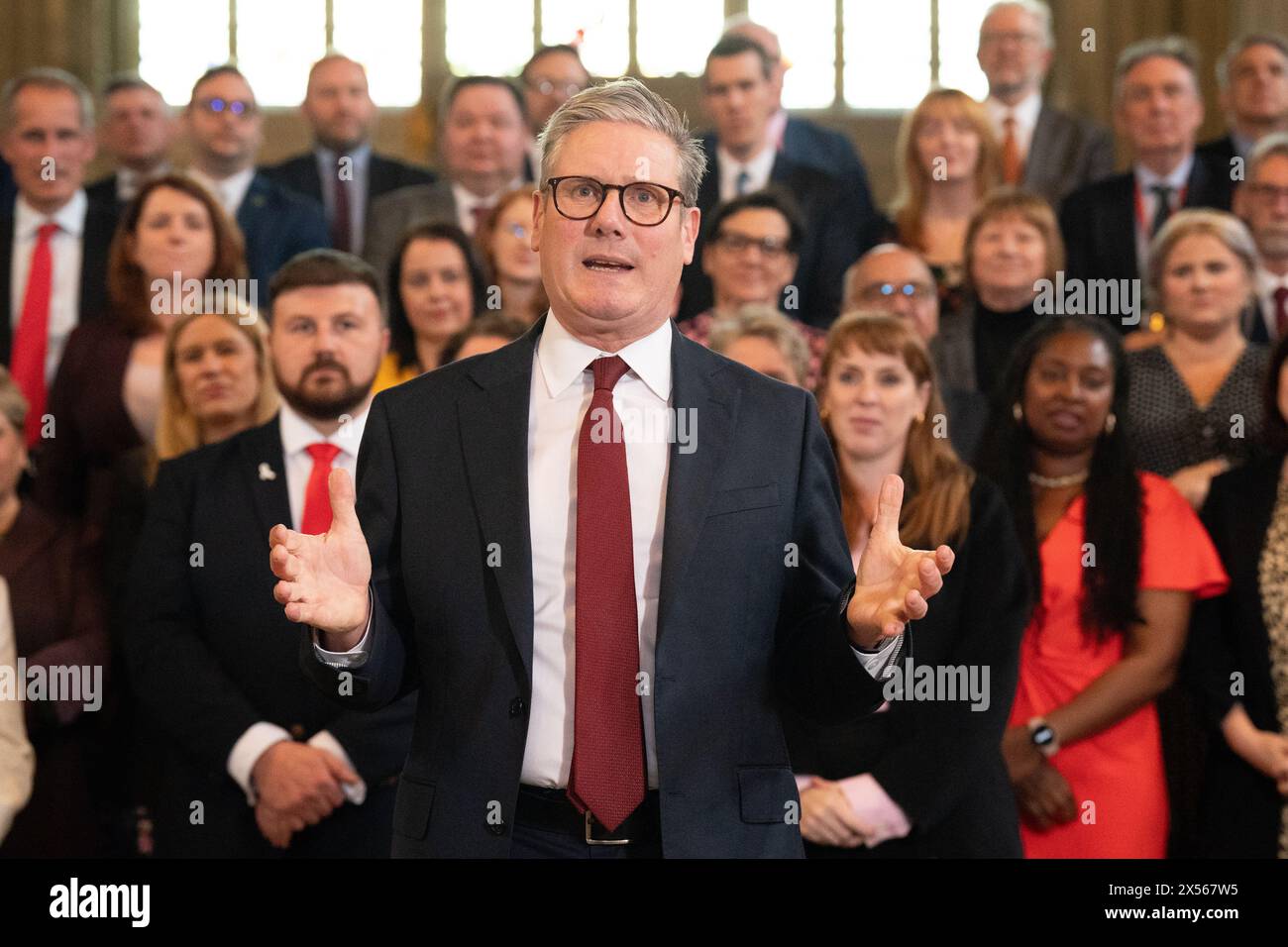 Labour leader Sir Keir Starmer (centre) welcomes Chris Webb (left ...