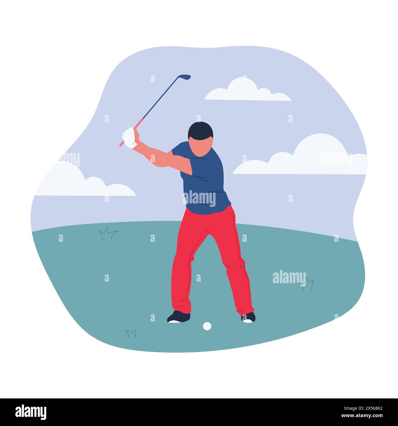 Man playing golf. Vector illustration isolated on white background ...