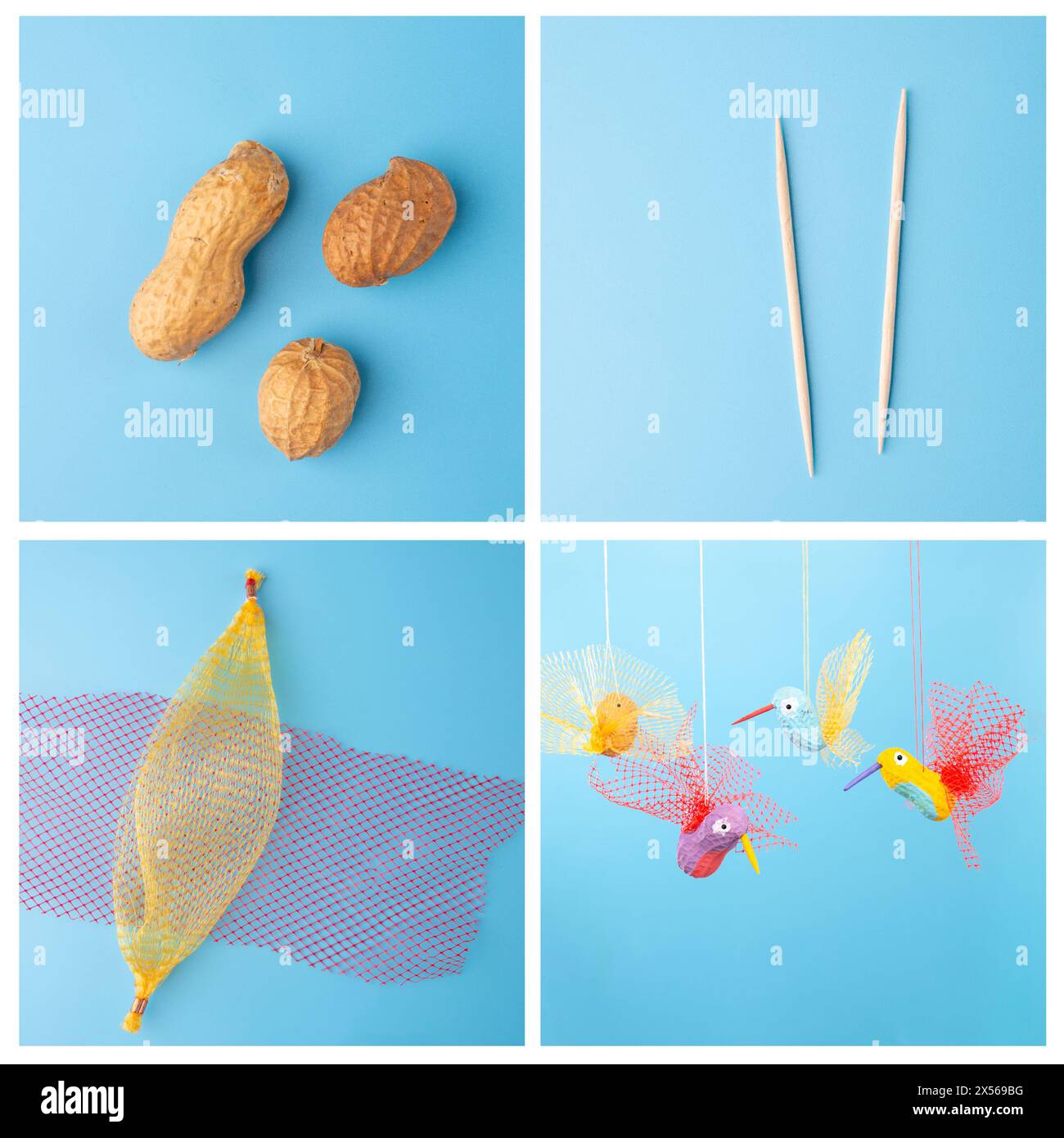 Summer craft bird tutorial, easy for kids, DIY, made from peanuts and ...