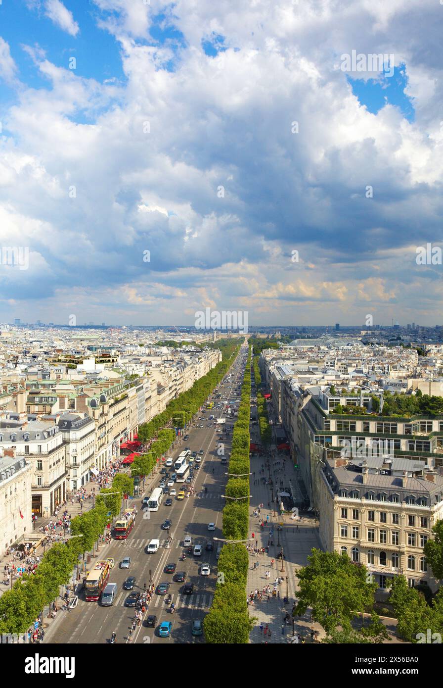 View from the Arc de Triomphe. Paris. France. Europe Stock Photo - Alamy