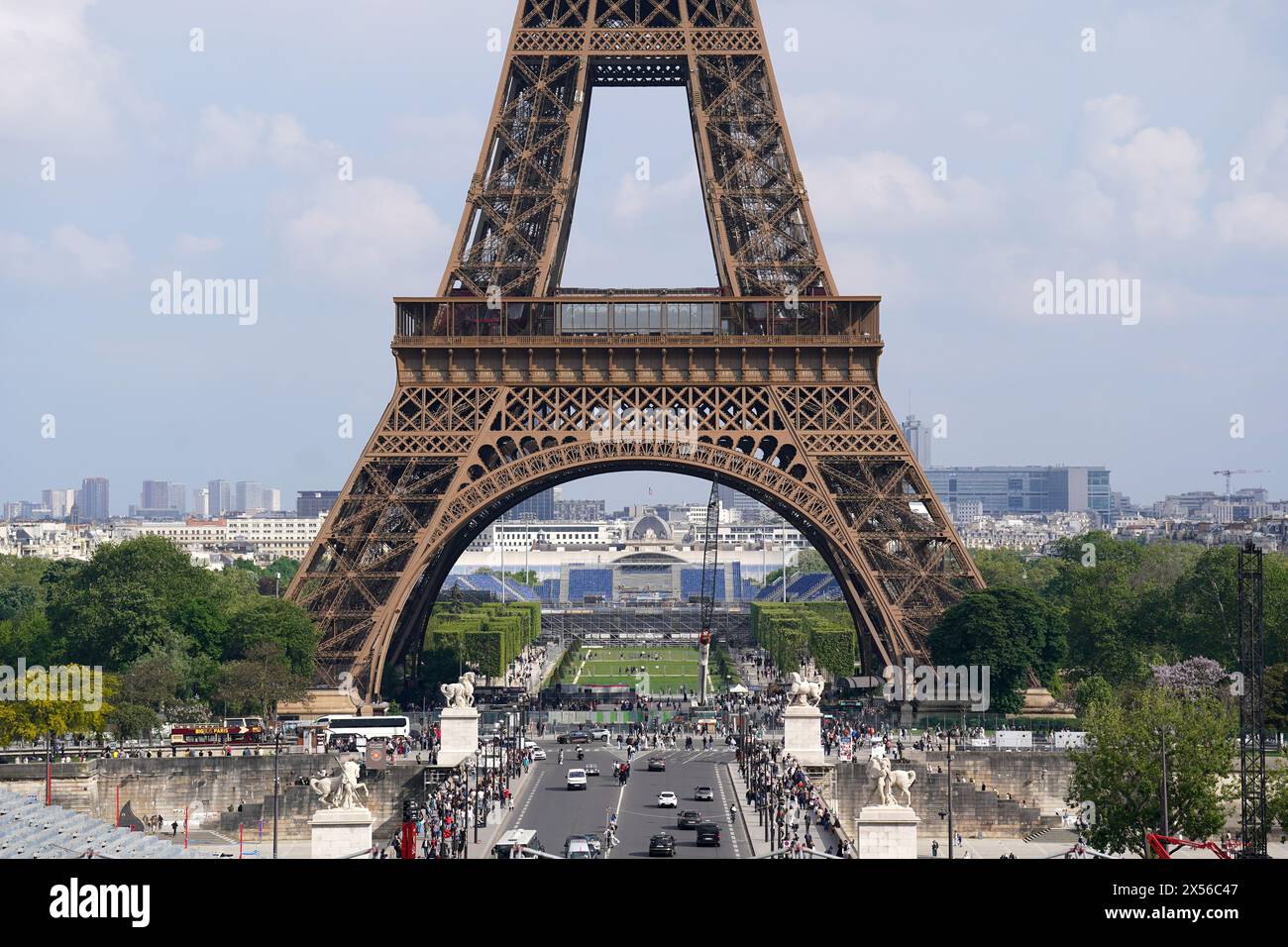 A general view of construction work near the Eiffel Tower, Paris, in ...