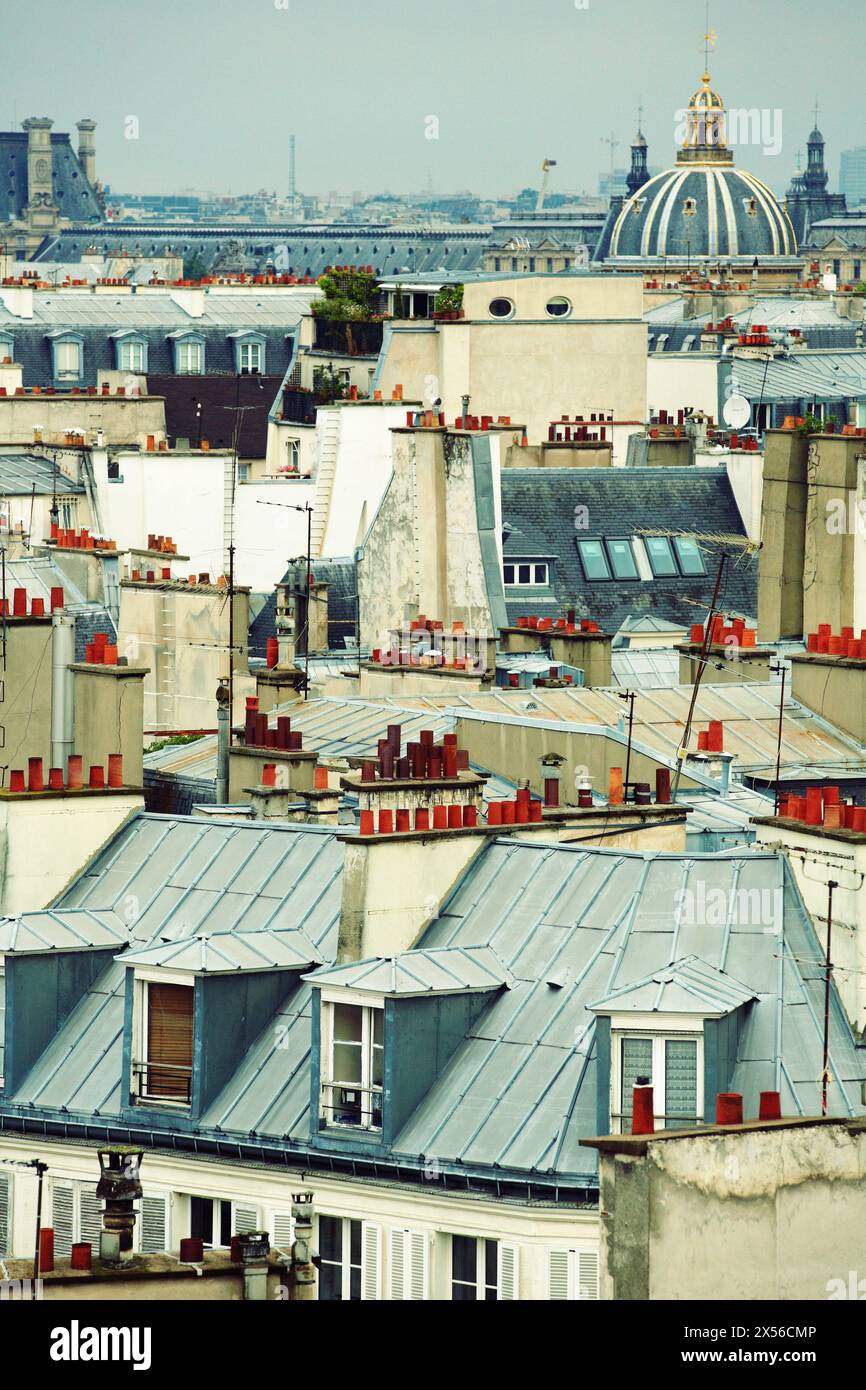 Parisian rooftops and chimneys. Latin Quartier. Paris. France Stock ...